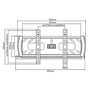 Flat/Fixed Wall Mount Bracket with Anti-Theft Feature for Sanyo FVF5044 50" inch LED HDTV TV/Television - Low Profile