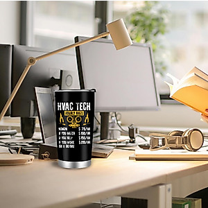 MIFK US Store HVAC Tech Gifts for Men, Funny HVAC Technician Tumbler for Dad, Husband, Boyfriend, Cowoker, Mechanic Tradesman's Coffee Travel Mug Tumbler with Lid Straw 20oz (20OZ 1)