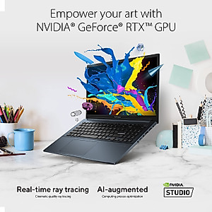 ASUS Vivobook Pro 15 OLED Laptop, 15.6” 2.8K OLED Display, AMD Ryzen 7 6800H Mobile CPU, NVIDIA GeForce RTX 3050 GPU, 16GB RAM, 512GB SSD, Windows 11 Home, Quiet Blue, M6500RC-DB71