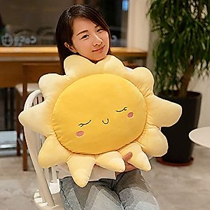 eamve 3D Giant Soft Sun Cushion Pillow,Sun Cloud Plush Pillow Stuffed Toy Throw Pillow for Home Deco Gift Kids Pillow Stuffed Animal Toy,Sun Shape Chair Cushion Sofa Cushion Pillow Car Pillow (Sun)