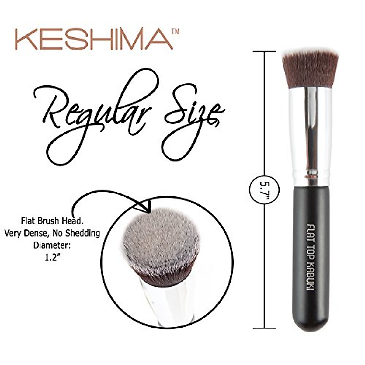Flat Top Kabuki Foundation Brush By KESHIMA - Premium Makeup Brush for Liquid, Cream, and Powder - Buffing, Blending, Flawless Face Brush