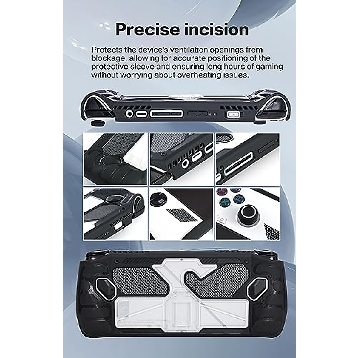 Protective Case for ASUS ROG Ally, TPU Case for ASUS ROG Ally with Kickstand, Included 2 ASUS ROG Ally Tempered Glass Screen Protector, Dustproof Nets, Joystick Protectors and 3.1 Adapter - Black