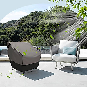 FORSPARK Outdoor Furniture Covers Waterproof, Heavy Duty Patio Chair Covers 2 Pack, Fits up to 29 W x 30 D x 36 H Inches-Grey & Black
