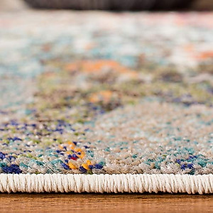 SAFAVIEH Madison Collection 10' x 14' Grey/Blue MAD471F Modern Abstract Non-Shedding Living Room Bedroom Dining Home Office Area Rug