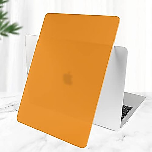 DONGKE Compatible with MacBook Air 13 inch Case 2021 2020 2019 2018 Release Model: M1 A2337 A2179 A1932, Matte Hard Case Cover for MacBook Air 13 inch with Retina Display Touch ID - Orange