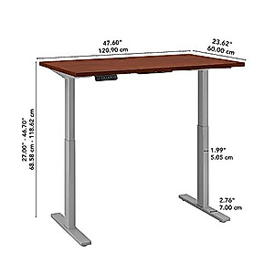 Bush Business Furniture Move 60 Series Height Adjustable Standing Desk, 48W x 24D, Hansen Cherry with Cool Gray Metallic Base