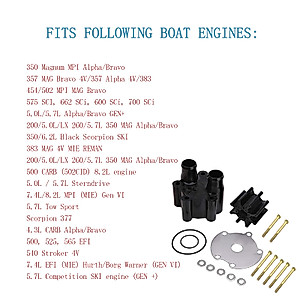 Water Pump Housing and Impeller Repair Kit Replacement for Mercruiser Alpha Bravo Engines Water Pump - Replace Sierra 18-3150, Quicksilver 807151A14, Mercury 46-807151A14, 46-807151A7