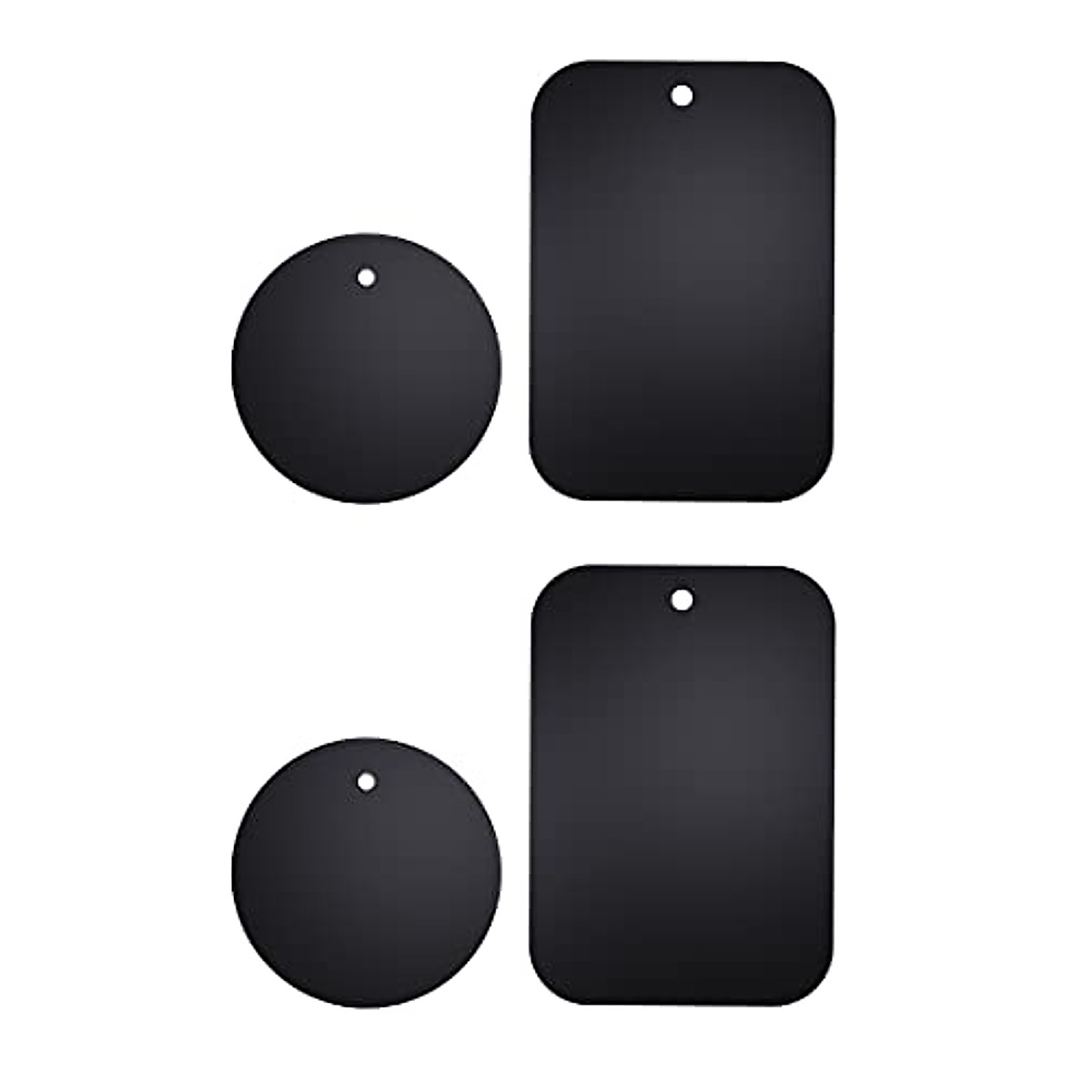 XSFOO Universal Metal Plate 4 Pack for Magnetic Phone Car Mount Holder Cradle with Adhesive (Compatible with Magnetic Mounts) - 2Rectangle and 2Round, Black