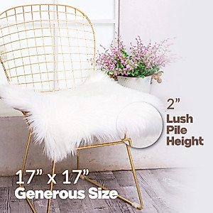 Natural Sheepskin Chairpad with Non-Slip Backing | 100% Real New Zealand Wool Sheepskin for Car Seat, Accent Chair, or Vanity Chair, Natural