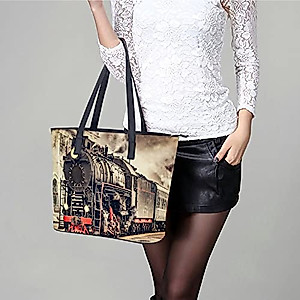 Womens Handbag Steam Train Leather Tote Bag Top Handle Satchel Bags For Lady