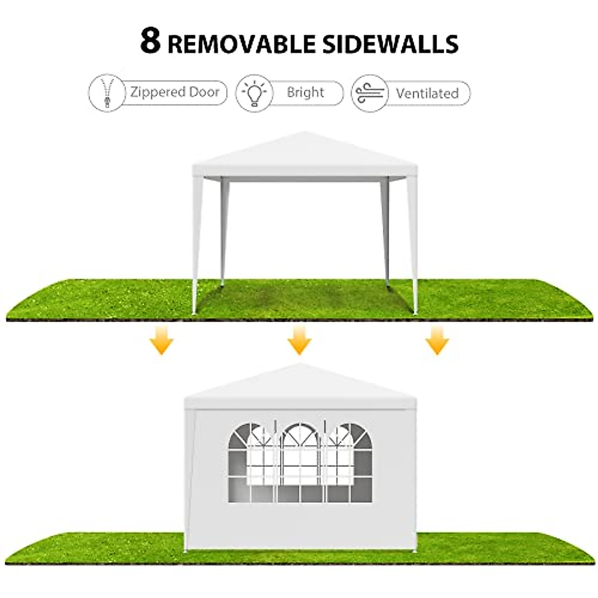 F2C 10 x10 Outdoor Gazebo White Canopy with sidewalls Party Wedding Tent Cater Events Pavilion Beach BBQ (10'X10')