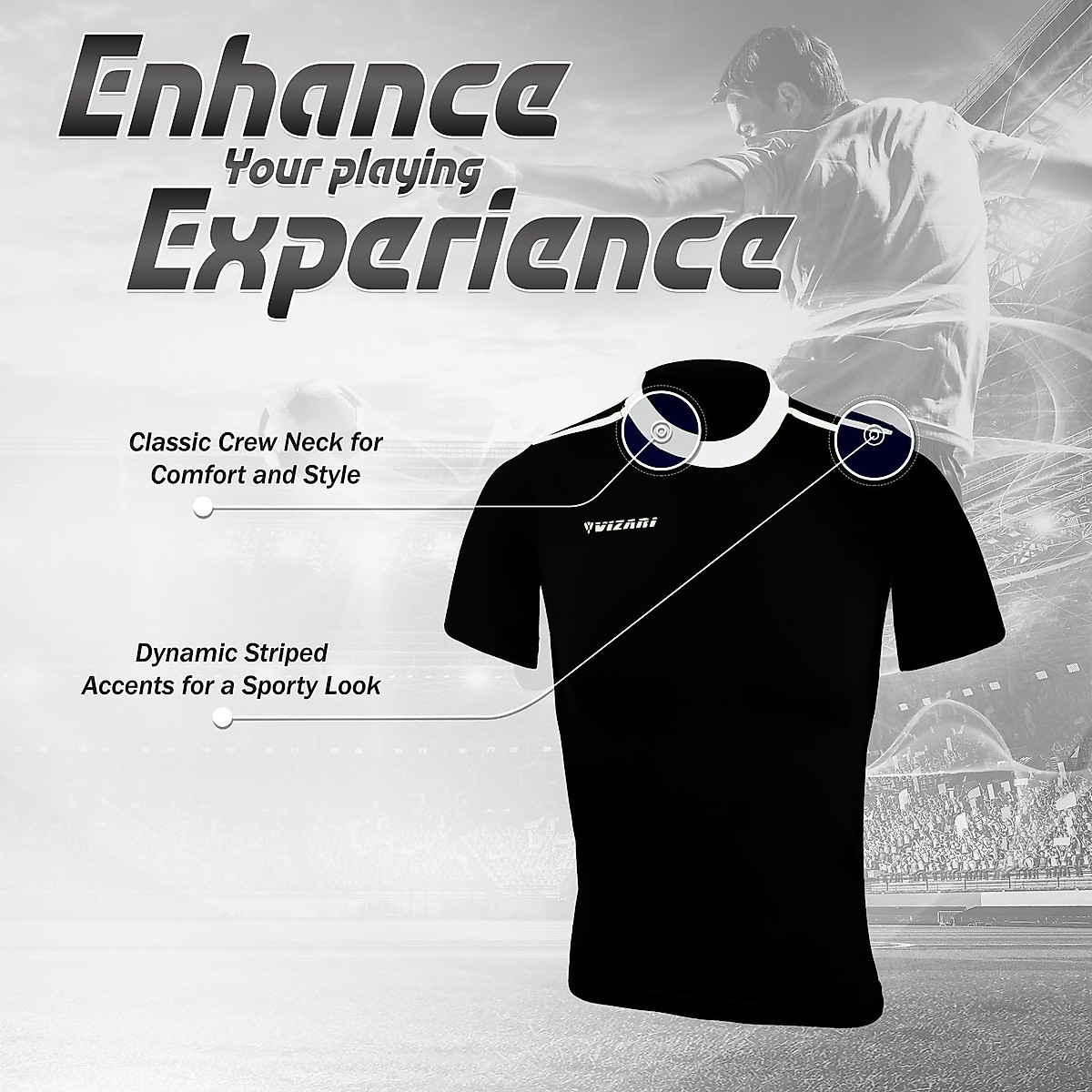 Vizari Velez Jersey for Men and Women | 100% Polyester Adult Soccer Goalie Jersey for Exceptional Performance Black