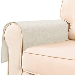 Linen Armrest Covers for Sofa, Beige Cream Armrest Covering for Chair, Armchair Slipcover for Living Room Couch Loveseat Recliner Armrest Cover Arm Covers Protector for Pets, Sets of 2, Champagne
