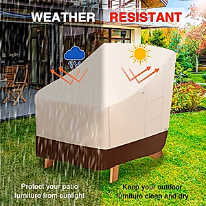 Tuyeho Patio Chair Cover 40 x 37 x 30 inch, 900D Heavy Duty Outdoor Adirondack Chair Cover, Waterproof & Weather Resistant for Your Patio Lounge Deep Seat Chair (Beige & Brown)