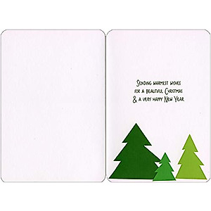 Pictura Repeated Evergreen Trees Die Cut Brother and Family Christmas Card