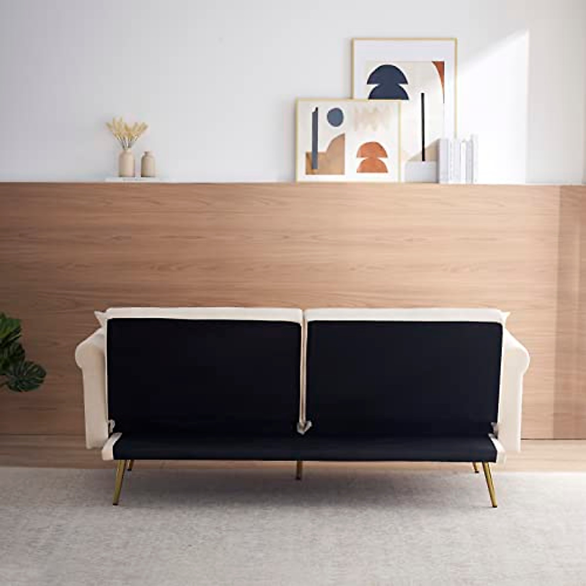 Eafurn Futon Couch Bed Sleeper Loveseat, Convertible Folding Sofa with Armrest, Adjustable Backrest, Modern 2 Seater Upholstered Love Seat Sofa & Couch for Small Space, Living Room