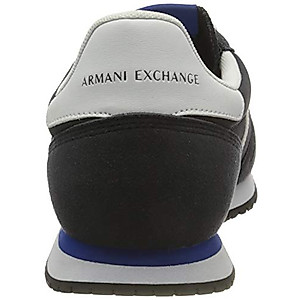 AX Armani Exchange mens Lace Up Logo Sneaker, Navy + Optical White, 10 US