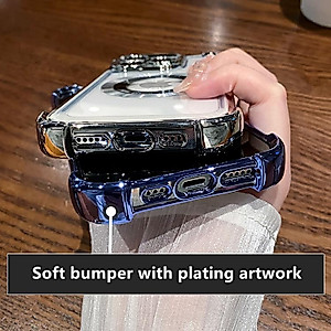 LOOBIVAL Magnetic for iPhone 13 Pro Max Case Compatible with MagSafe, [Military Grade Protection] Logo View Slim Transparent Clear Electroplate Bumper Cover Case for iPhone 13 Pro Max 6.7” (gold)