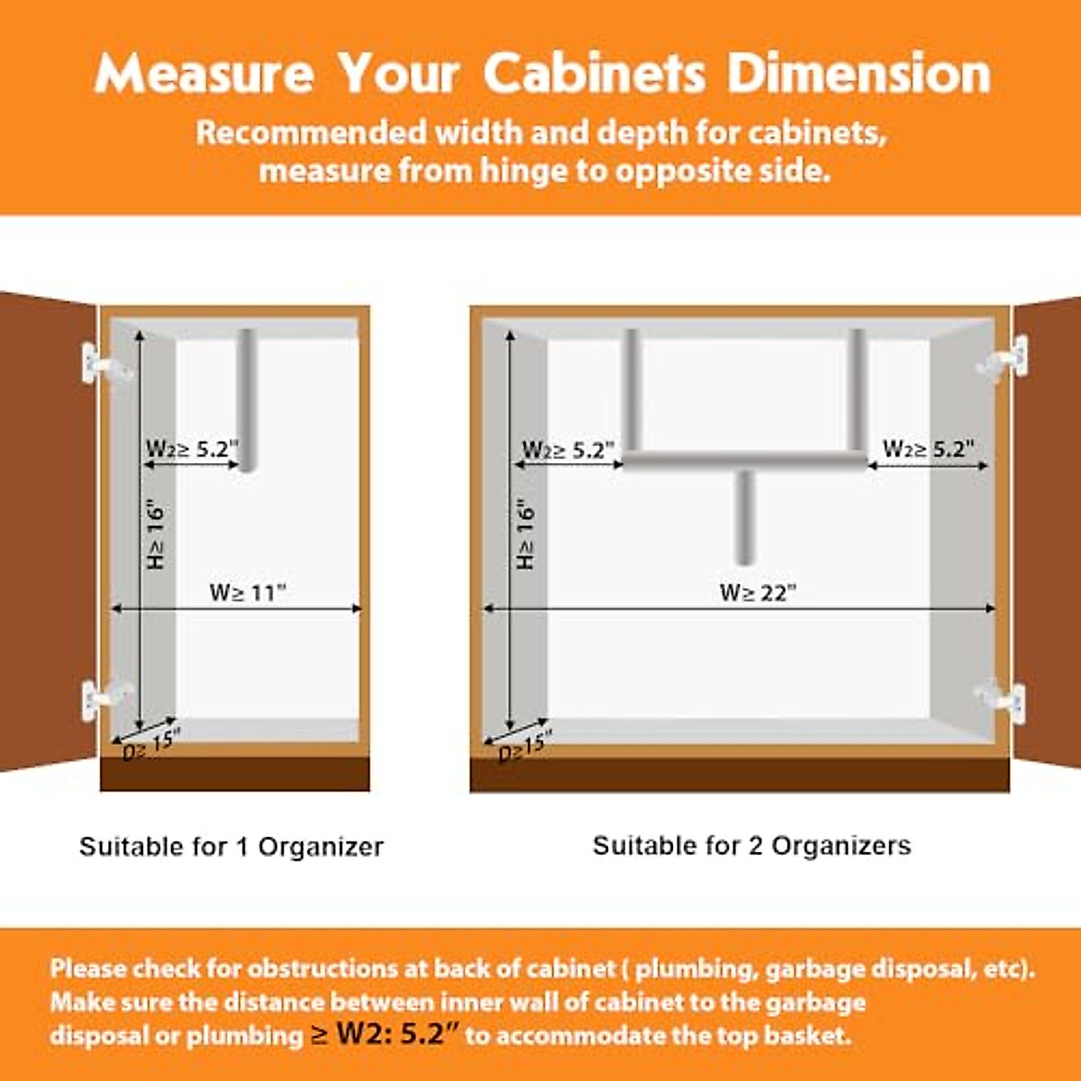 Webetop Under Sink Organizer Kitchen, 2 Pack Pull Out Cabinet Organizer 2 Tier Underneath Sink Organizers and Storage Shelves Slide Out Sink Shelf for Kitchen Bathroom Pantry Cabinet Home