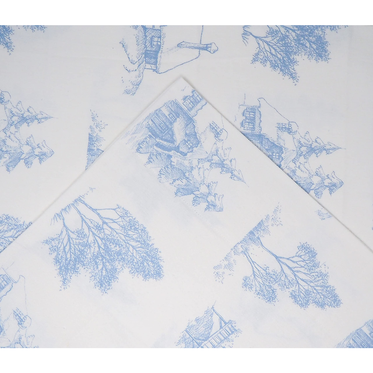 Pointehaven 180 GSM Cotton Flannel Duvet Set - King/Cal King, Scenic Toile