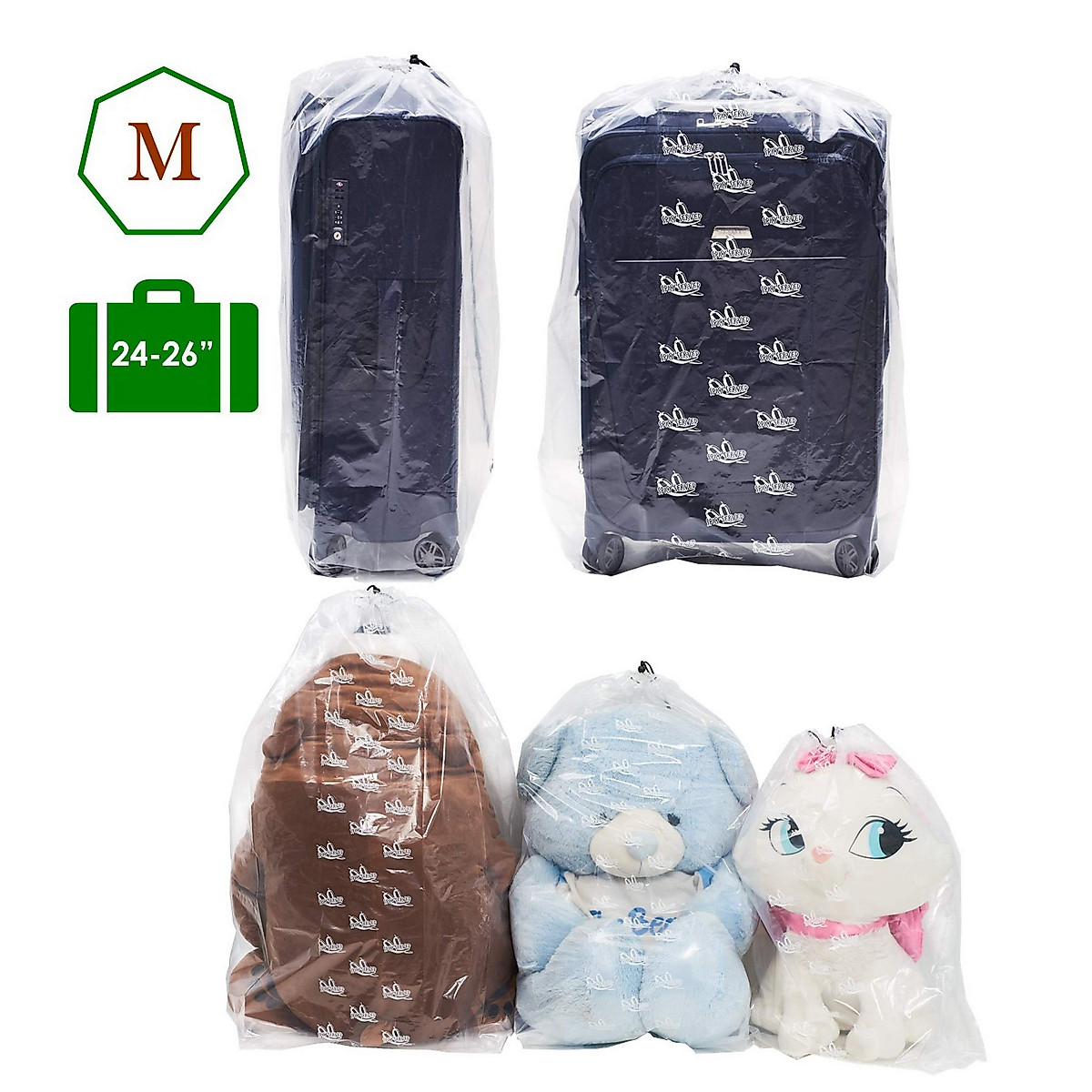 4 pieces of Dust Cover Big Plastic Drawstring Bags Multi-Purpose for Storage and Keeping Luggage, Big Dolls, Blankets, Pillows, Suitcase Good for Household Organizing Reusable (M (79x98 cm))