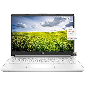 HP 2023 Newest 14" HD Ultral Light Thin Laptop, Quad-Core Intel Celeron Processor, 4GB RAM, 64GB eMMC, Webcam, HDMI, Wi-Fi, Upto 11 Hours, Windows 11 S + 1 Year Office 365+HubxcelAccessory, White