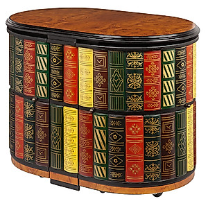 Design Toscano Nettlestone Library Nested Table and Chair Set with Storage, 41 Inches Wide, 26 Inches Deep, 30 Inches High, MDF Wood, Full Color Finish