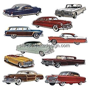 1/8 ~ 1950s Classic Cars Birthday ~ Edible Cake/Cupcake Topper - D7652