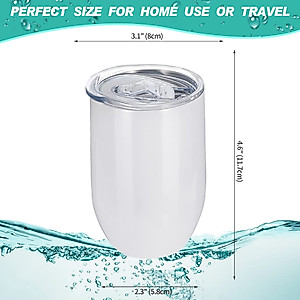 YOUKE OLA 22 Pack Sublimation Wine Tumblers Straight Blanks Stainless Steel Insulated Mug for Full Wrap Heat Transfer with Spill-Proof Sliding Lid for Coffee Cocktails Drinks 12oz