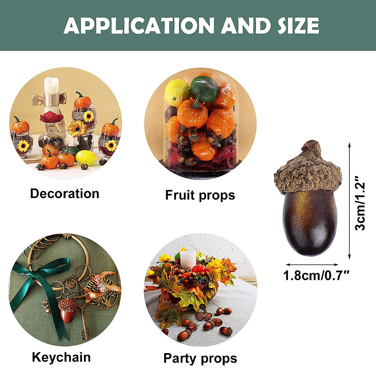 Udefineit 100PCS 3cm Artificial Mini Acorns, Fake Fruit Props Lifelike Oak Nut Plants Model Craft for Home Kitchen Table Decor, Thanksgiving Halloween Christmas Festival Decorative Ornaments (2 Pack)