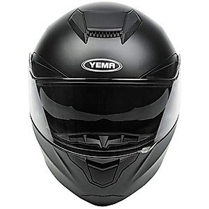 YEMA Helmet Motorcycle Full Face Helmet DOT Approved - YM-831 Motorbike Street Bike Racing Crash Helmet with Sun Visor for Adult, Men and Women - Matte Black,Medium