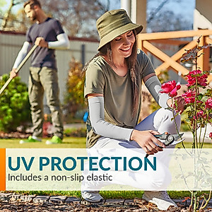 KEMFORD Arm Sleeves for Men and Women – 8 mmHg Light Compression – 1 Pair – Sun Protection – Cooling UPF 50 Compression – Basketball Running