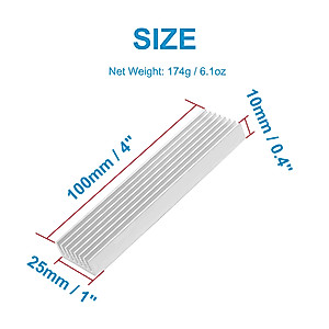 uxcell 5 Pcs Aluminum Heat Sink, Silver Tone Aluminium Radiator Heatsink Cooling Fins Cooler for Led Amplifier Transistor IC Module, 100x25x10mm/4 x1 x0.4