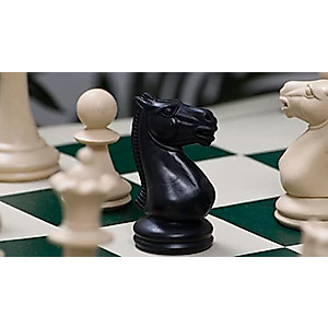 CHESSBAZAAR Study Library Tournament Plastic Chess Pieces & Roll Up Chess Board Combo |32 Pieces with 15 Inches Rollup Chessboard | Weight-340 grams | Black & Off-white |Plastic chess Set | Board Game