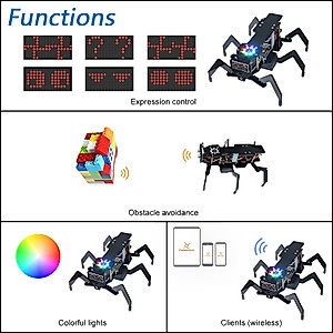 Freenove Robot Ant Kit (Compatible with Arduino IDE), Dot Matrix Expressions, Ultrasonic Obstacle Avoidance, Colorful Lights, App, STEM Project