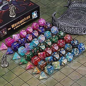 Coyeekn DND Dice Set, 7 x 7 Sets (49 Pieces) Glitter Polyhedral Dice for Dungeons & Dragons RPG MTG DND Tabletop Game with 1 Pouch