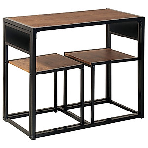 3-Piece Table and Chair Set - Compact Dining Bar Table Set Small Space for Kitchen Living Room Dinette Coffee Dining Breakfast Table Industrial Design