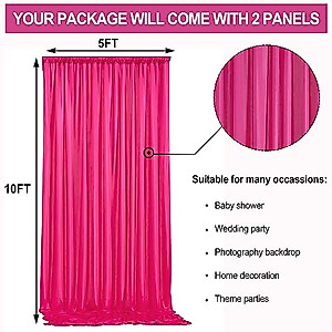 10 ft x 10 ft Wrinkle Free Hot Pink Backdrop Curtain Panels, Polyester Photography Backdrop Drapes, Wedding Party Home Decoration Supplies