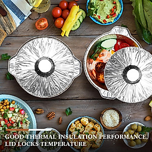 Ziliny 12 Pcs Disposable Aluminum Pot with Lid Round Foil Pans Disposable Cookware Food Container for Vacation Trips Camping Baking Heating Cooking (74.4 oz)