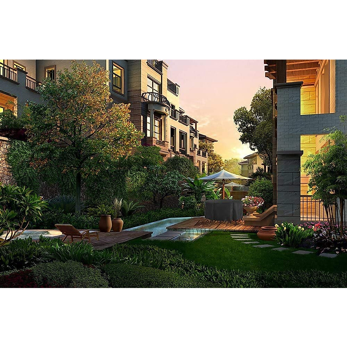 HOMTOL Round Patio Furniture Cover, Outdoor Table Chair Set Covers, Waterproof, UV Resistant, Garden Furniture Protector, 64 inches Diameter