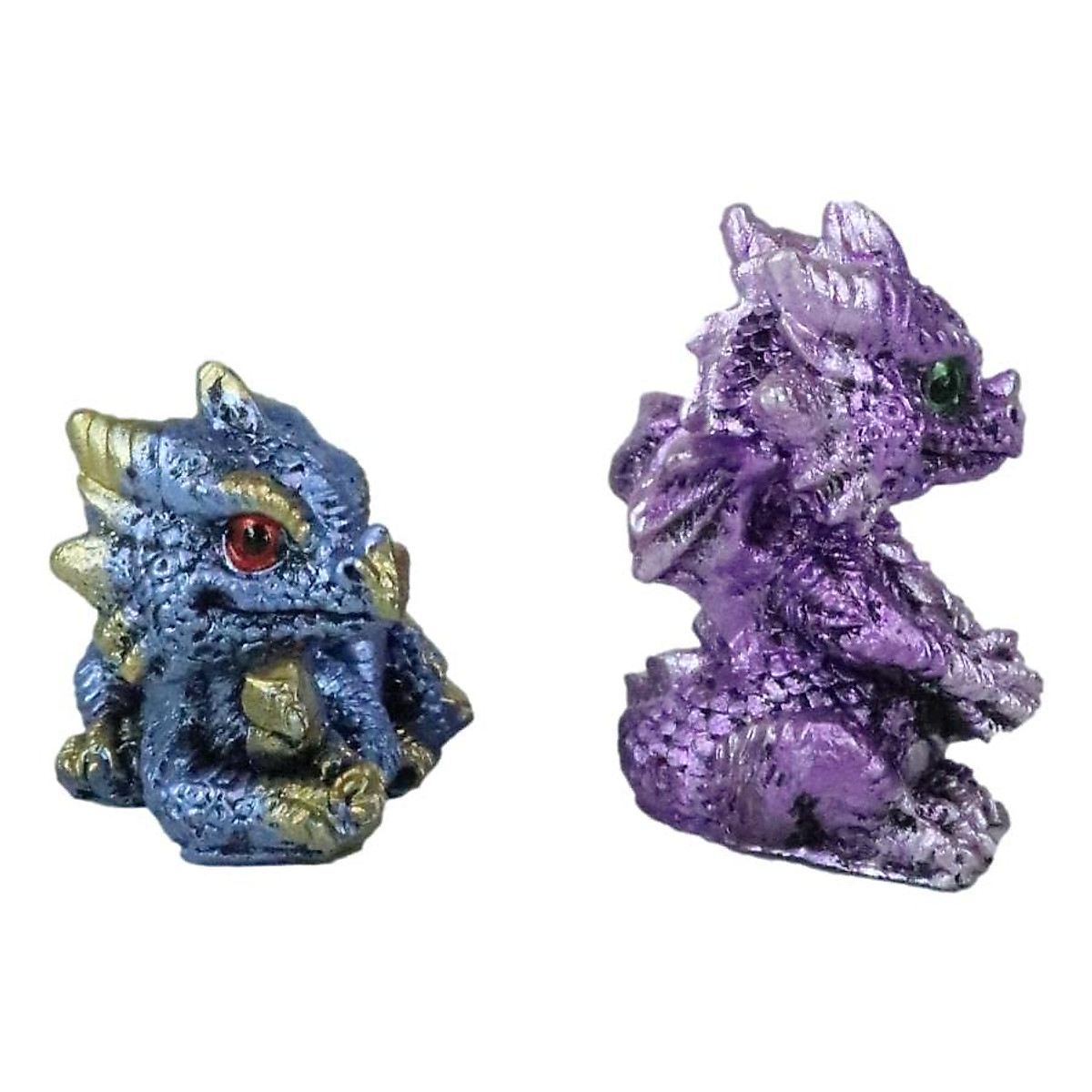 Ebros Gift Set of 12 Colorful Metallic Red Green Purple Blue Baby Dragons in Multiple Poses Miniature Figurines Whimsical Medieval Fantasy Dragon Wyrmlings Fairy Garden Mini Statues
