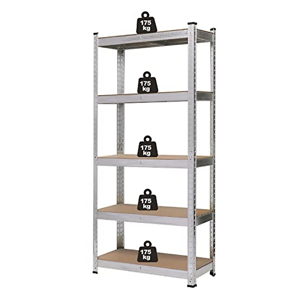 Timati Heavy Duty 5-Tier Adjustable Metal Shelving Unit Utility Rack Shelves,Reversible Metal Storage Shelving with Foot Pads for Warehouse, Basement, Kitchen- Silver