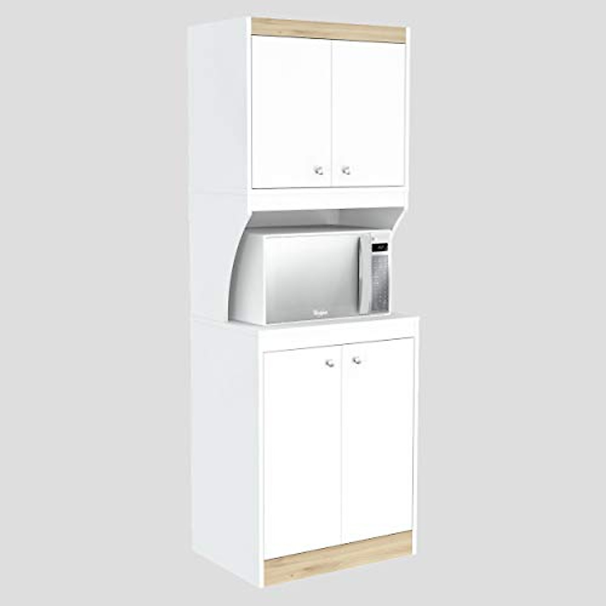Inval Galley 3-Piece Kitchen Storage System, White and Vienes Oak