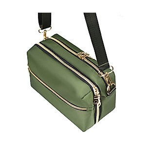 YANAIER Functional Multi Pocket Crossbody Bag for Women Stylish Ladies Shoulder Messenger Bags Purse Army Green B-Large