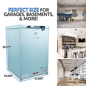 Nostalgia Classic Retro 3.5 Cu.Ft. Chest Freezer and Refrigerator All in One, Includes Rolling Wheels, Portable, Indoor/Outdoor, Lock and Keys, Removable Basket, Adjustable Temperature Dial with Gauge