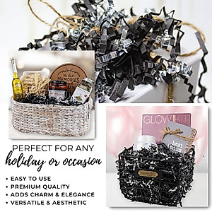 MagicWater Supply Crinkle Cut Paper Shred Filler (4 oz) for Gift Wrapping & Basket Filling - Black & Silver