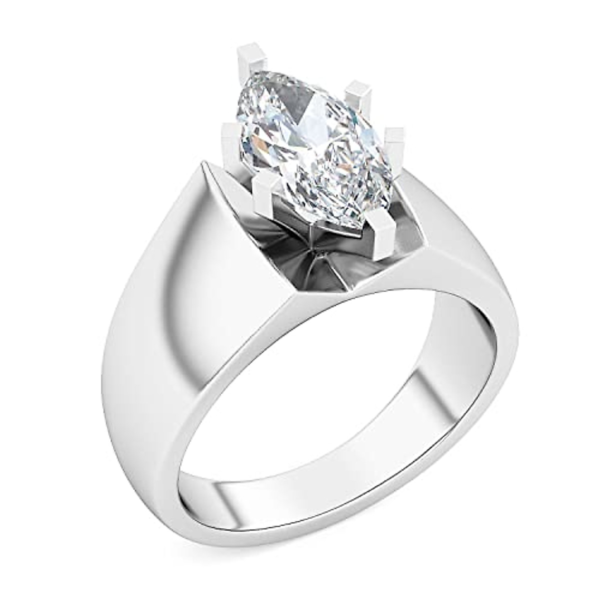 Jenelia Jewelers 2.60 CT Marquise Cut Solitaire Diamond Engagement Wedding Ring for Women Solid 925 Sterling Silver Cubic Zirconia Cz Jewelry (8)