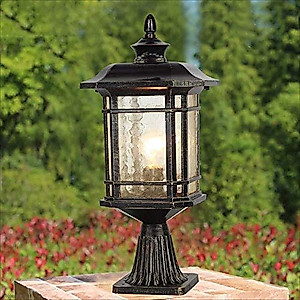 Lights Outdoor Courtyards Park Pathway Pillar Lighting Fitting Lawn Glass Lantern Waterproof IP65 Outdoor Aluminum Post Lamp High Brightness Outside Street Light Outdoor Post Lights Stadium