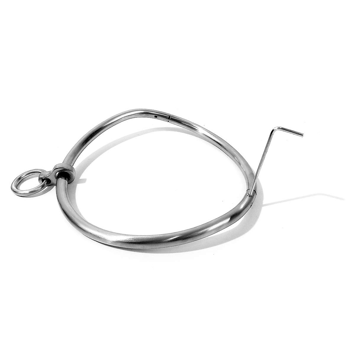 Cuffstore 17" Locking Eternity Collar Satin Stainless Curved Neck Choker Collar w/Ring