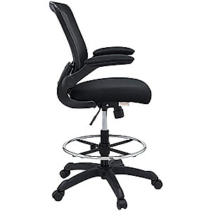 Modway Veer Reception Desk Flip-Up Arm Drafting Chair in Black